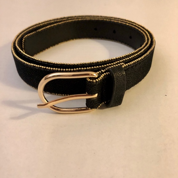 H&M | Accessories | H M Womans Black Belt Gold Trim | Poshmark